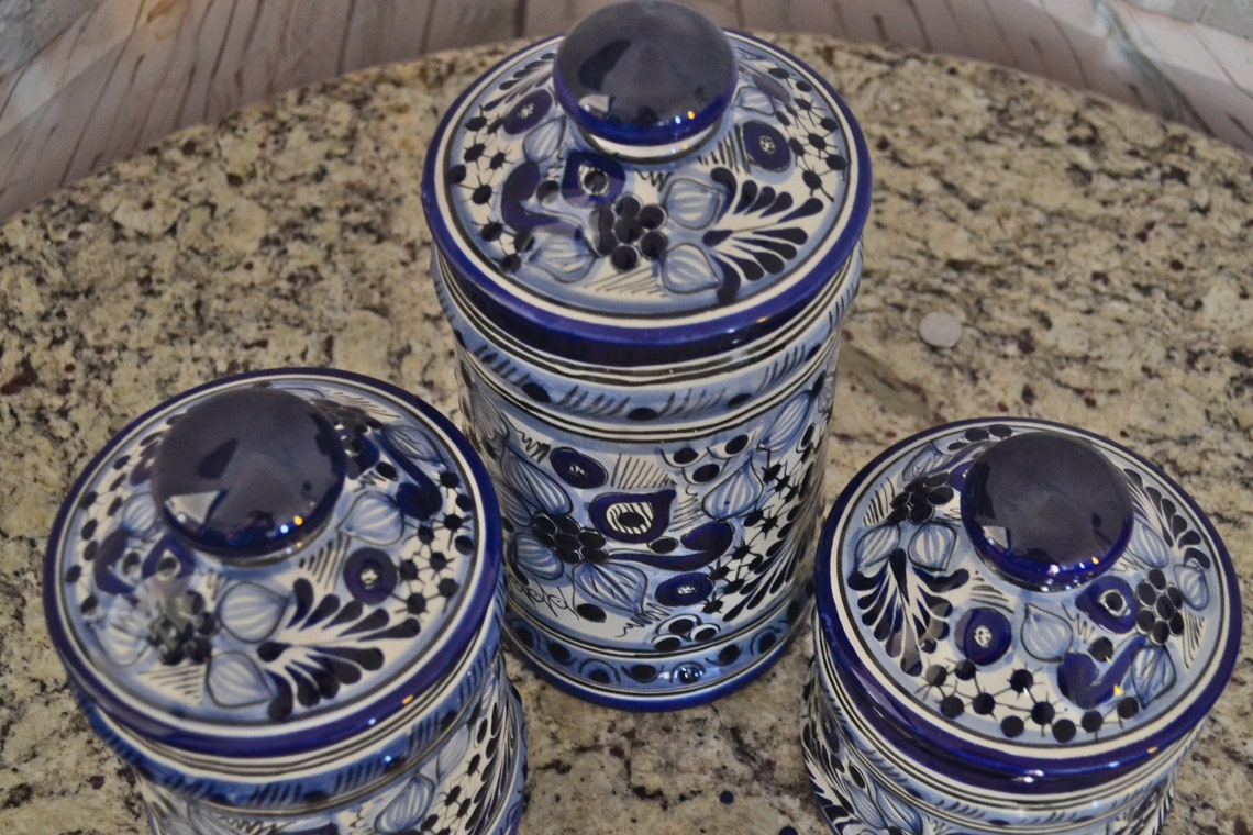 Set of 3 Mexican Canister, Talavera Canister, Kitchen Canister Set ...