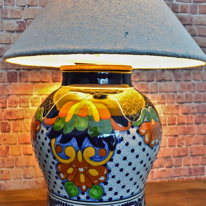 Small Talavera Table Lamp - Etsy
