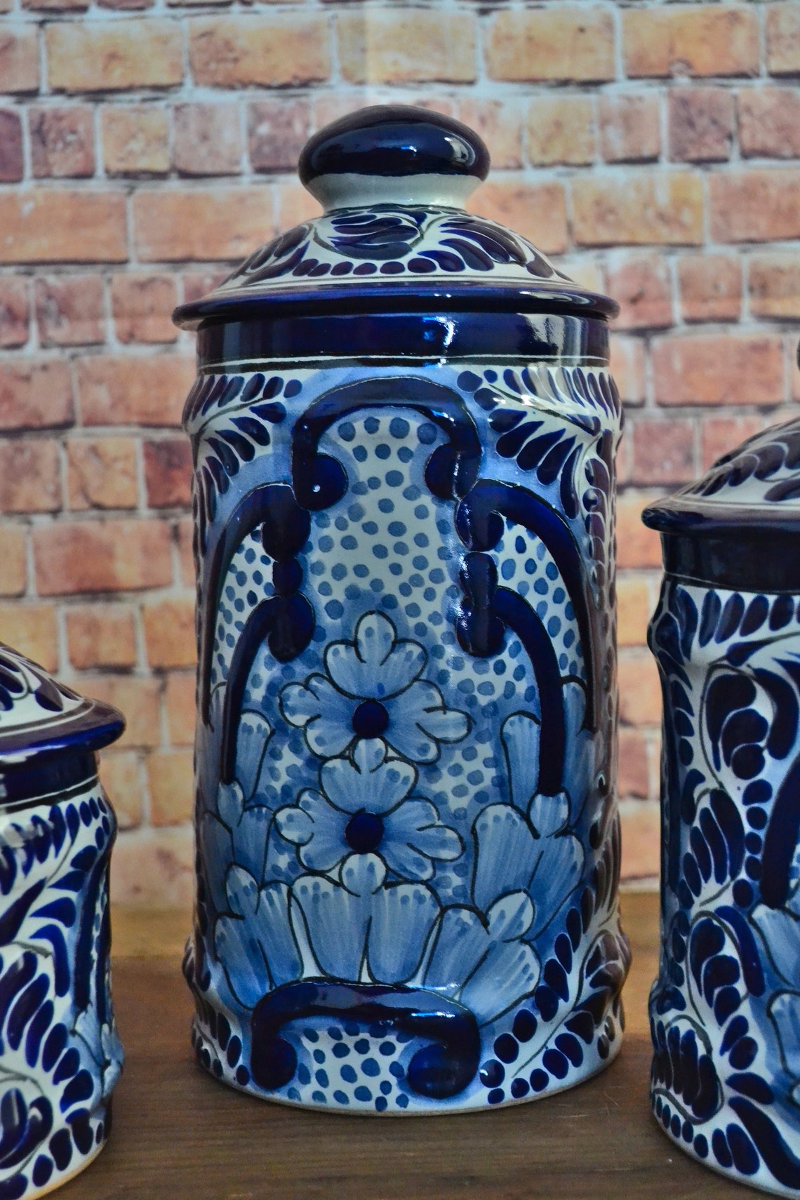 Set of 3 Mexican Canister, Talavera Canister, Kitchen Canister Set ...