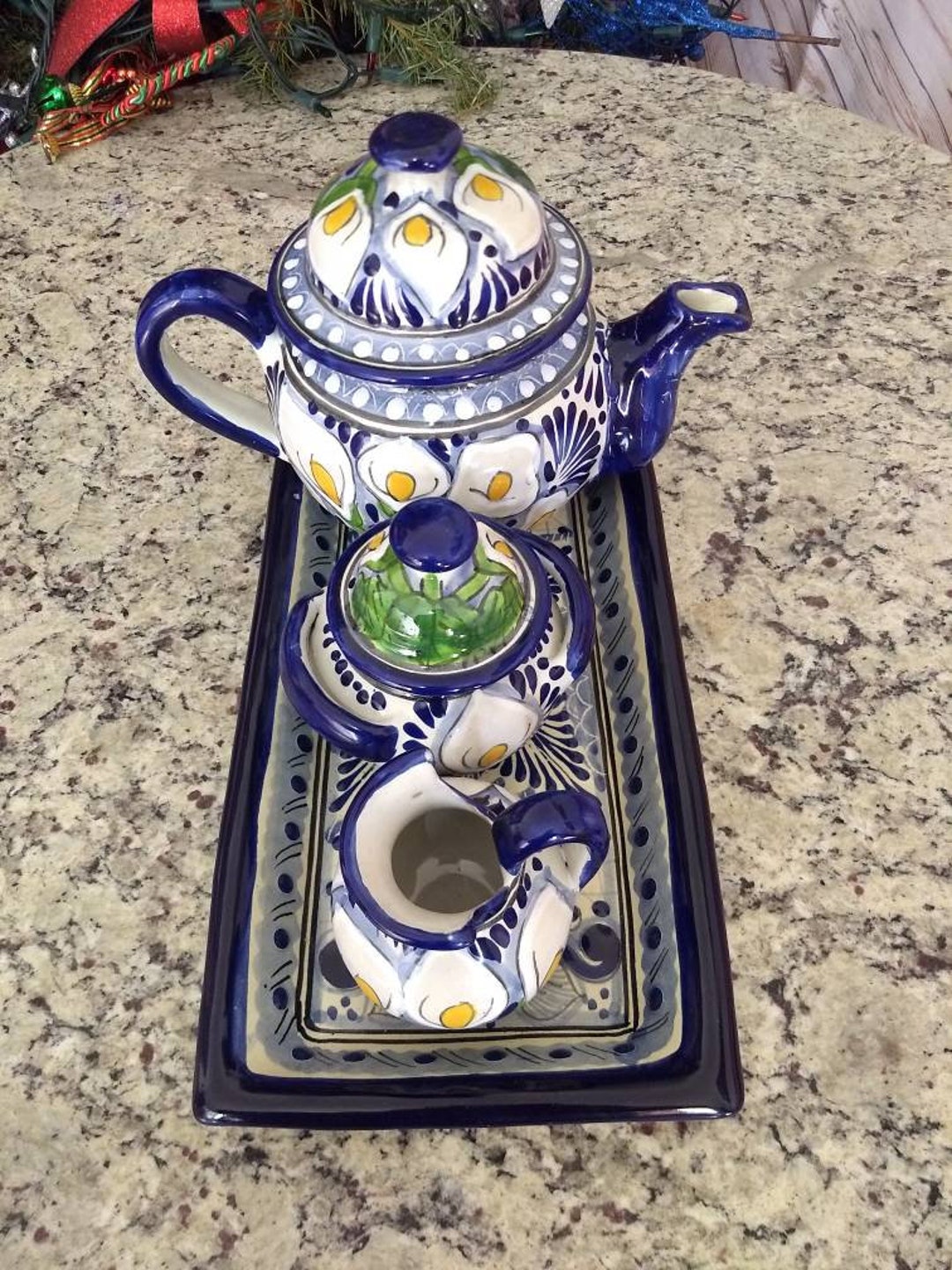 Talavera Tea/expresso Set, Teapot Sugar Container and Creamer Majolic ...