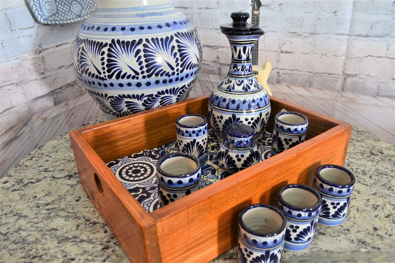 Wall Hanging Talavera Tequila Set, Box Gift, Ottoman Tray, Custom Shot ...