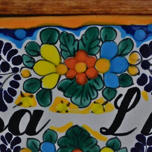 13" or 25" Personalized Talavera Tile Wood House Sign, Housewarming ...