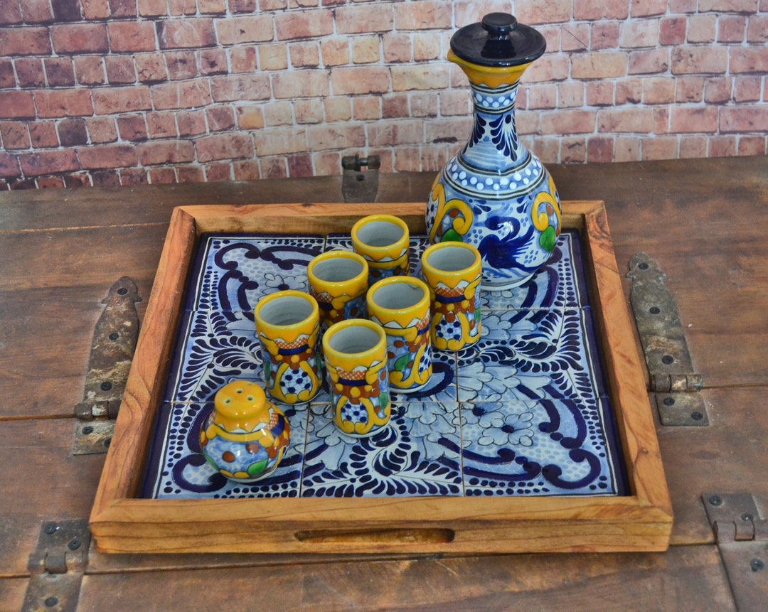 Talavera Tequila, Talavera Tequila Set With Ottoman Tray, Tequila ...