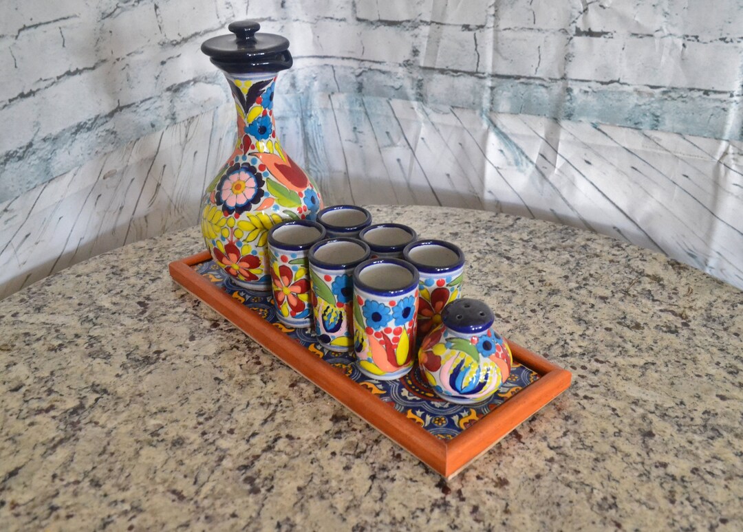 Talavera Tequila, Talavera Tequila Set With Ottoman Tray, Tequila ...