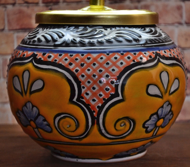 Talavera Ceramic Table Lamp With Shade, Mexican Pottery Ginger Jar ...