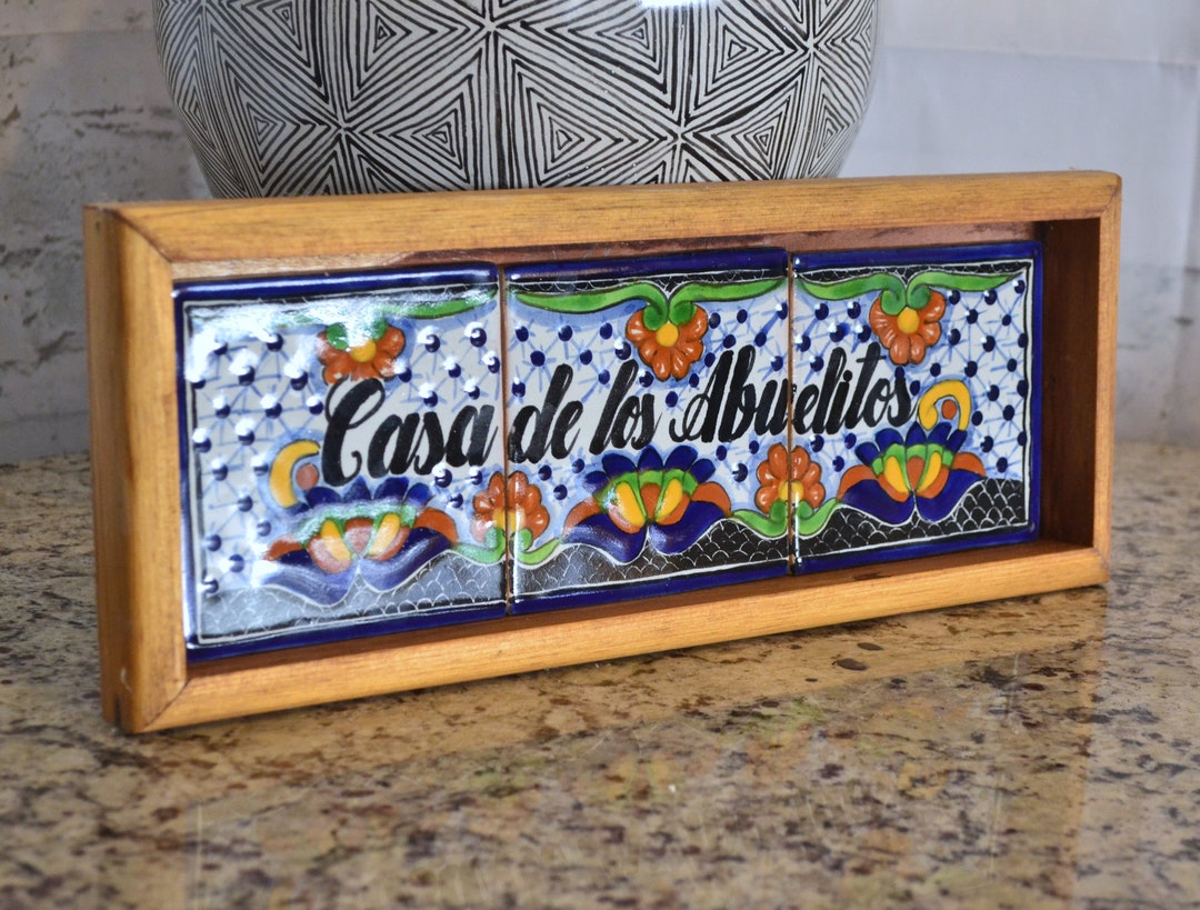 13" or 25" Personalized Talavera Tile Wood House Sign, Housewarming ...
