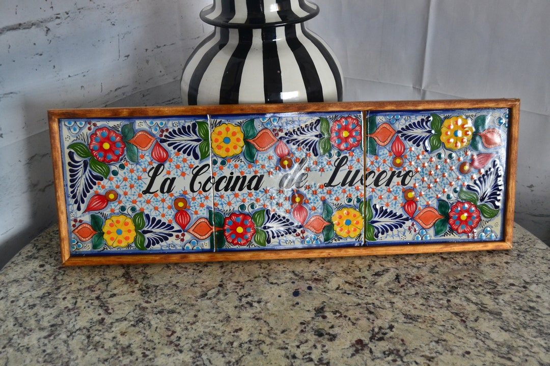 13" or 25" Personalized Talavera Tile Wood House Sign, Personalized ...