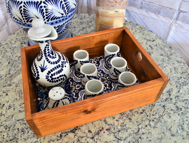 Wall Hanging Talavera Tequila Set, Box Gift, Ottoman Tray, Custom Shot ...
