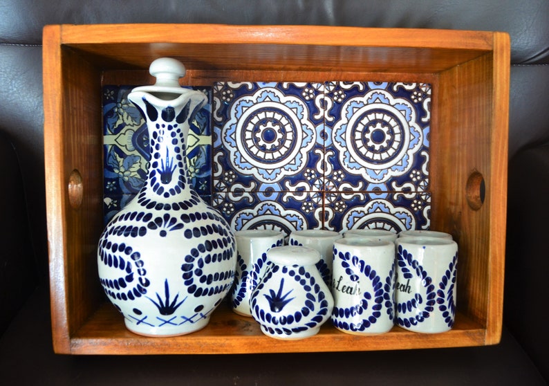 Wall Hanging Talavera Tequila Set, Box Gift, Ottoman Tray, Custom Shot ...
