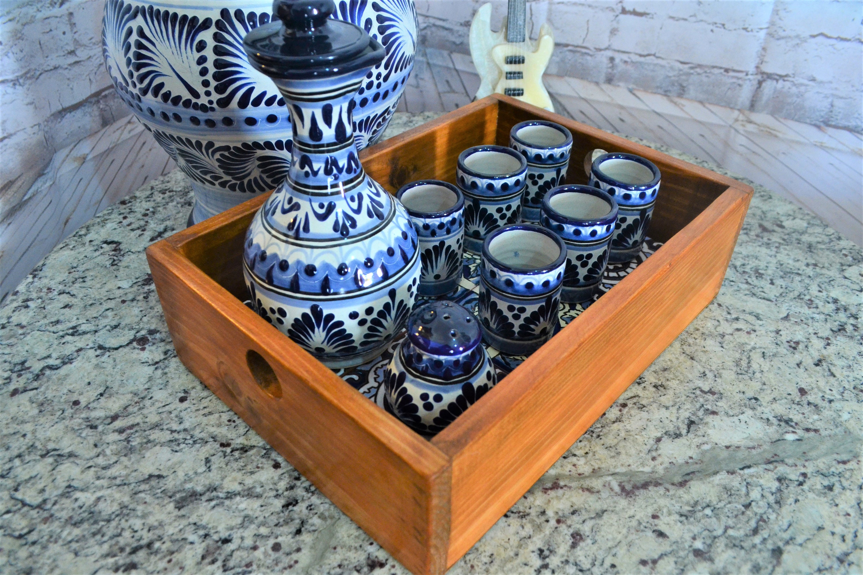 Wall Hanging Talavera Tequila Set, Box Gift, Ottoman Tray, Custom Shot ...