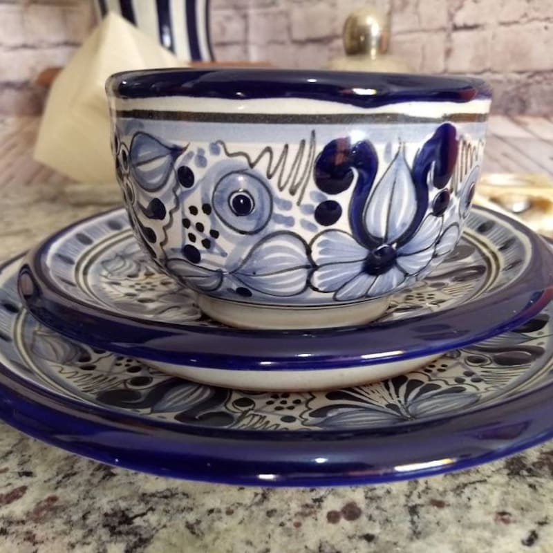 Talavera Cup and Plate Set - Etsy