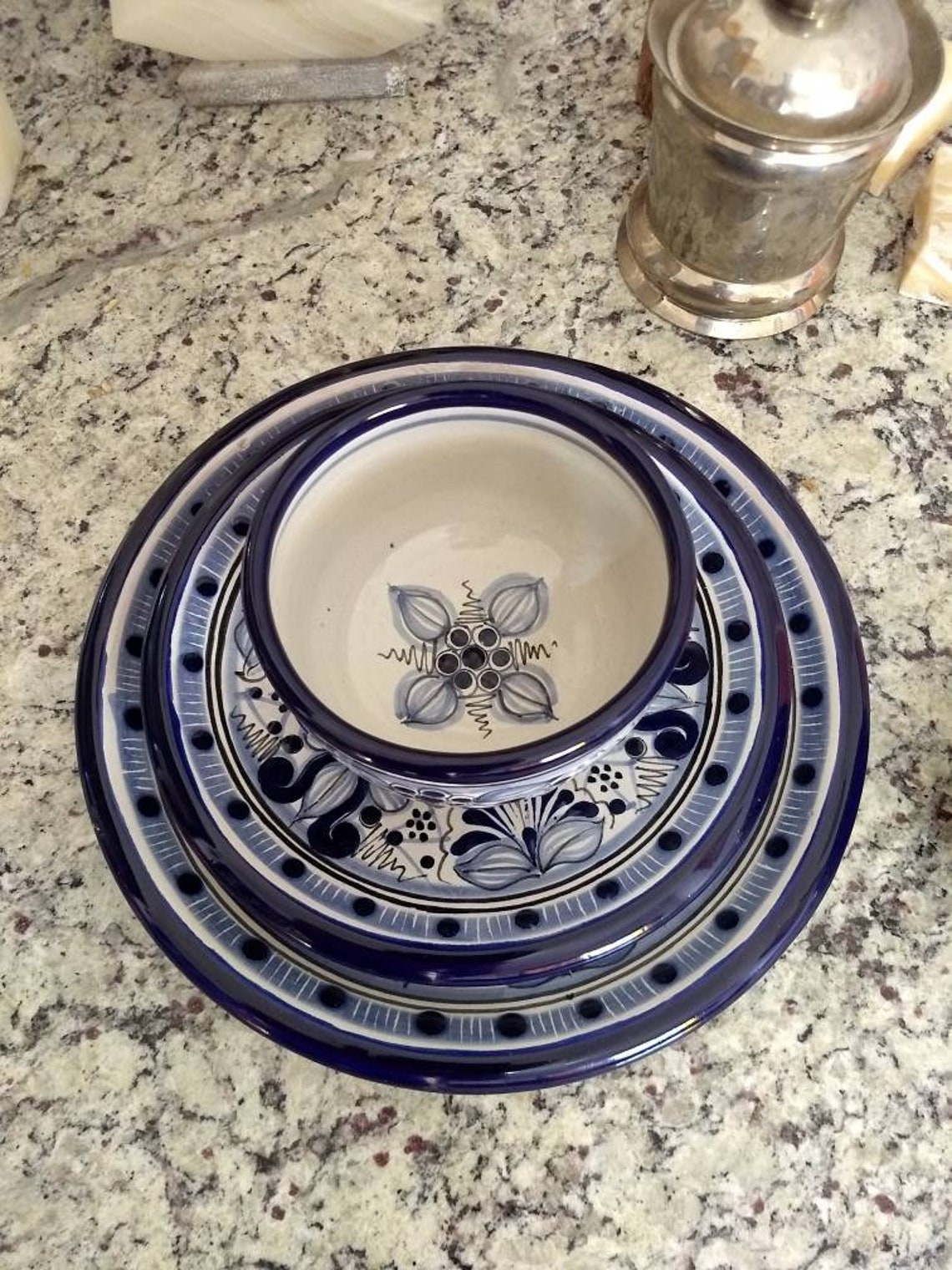 Talavera Plates and Cup Service Sets for 4 People, Pottery Plate ...