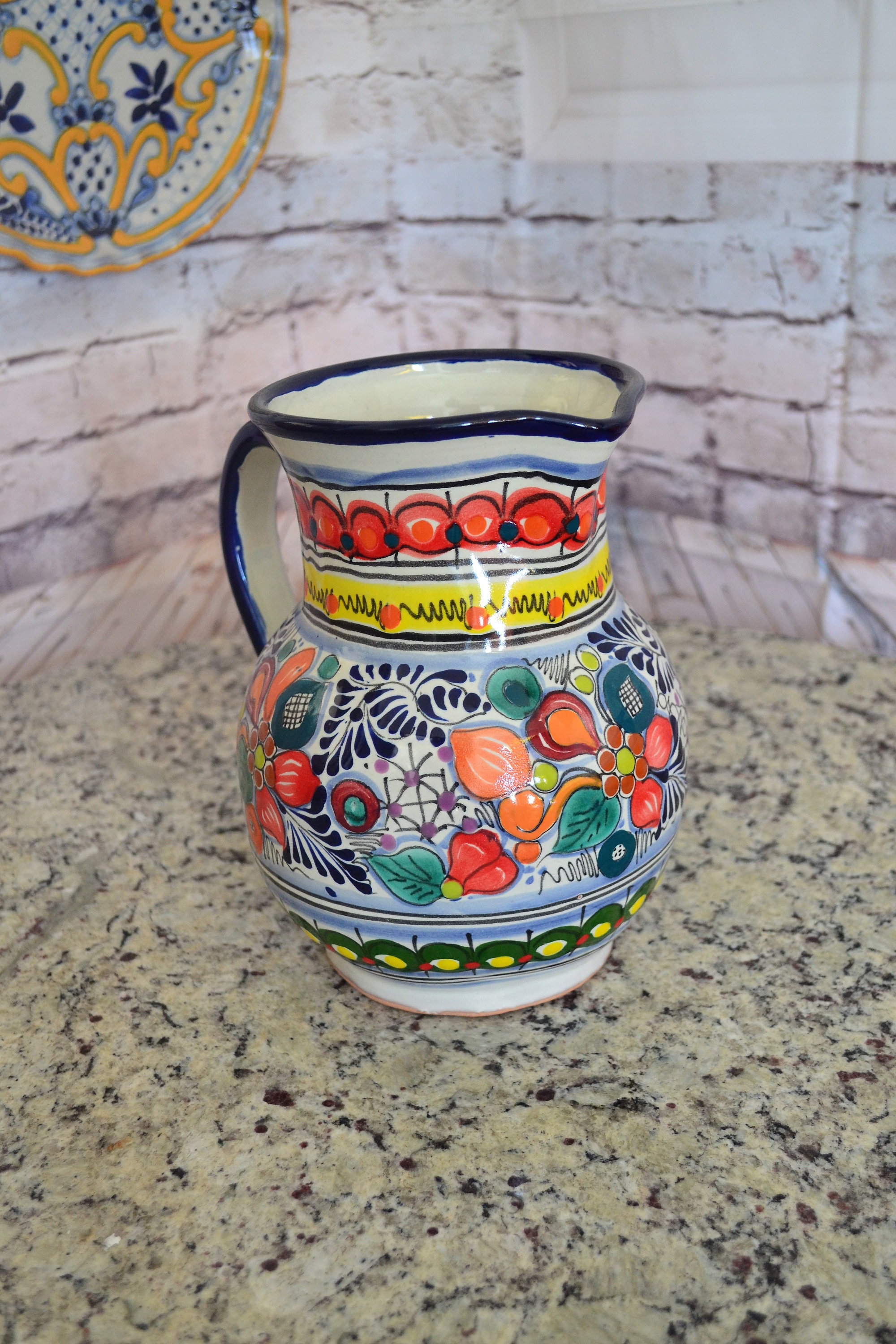 10 Tall Modern Mexican Talavera Pitcher / Flower Vase. | Etsy