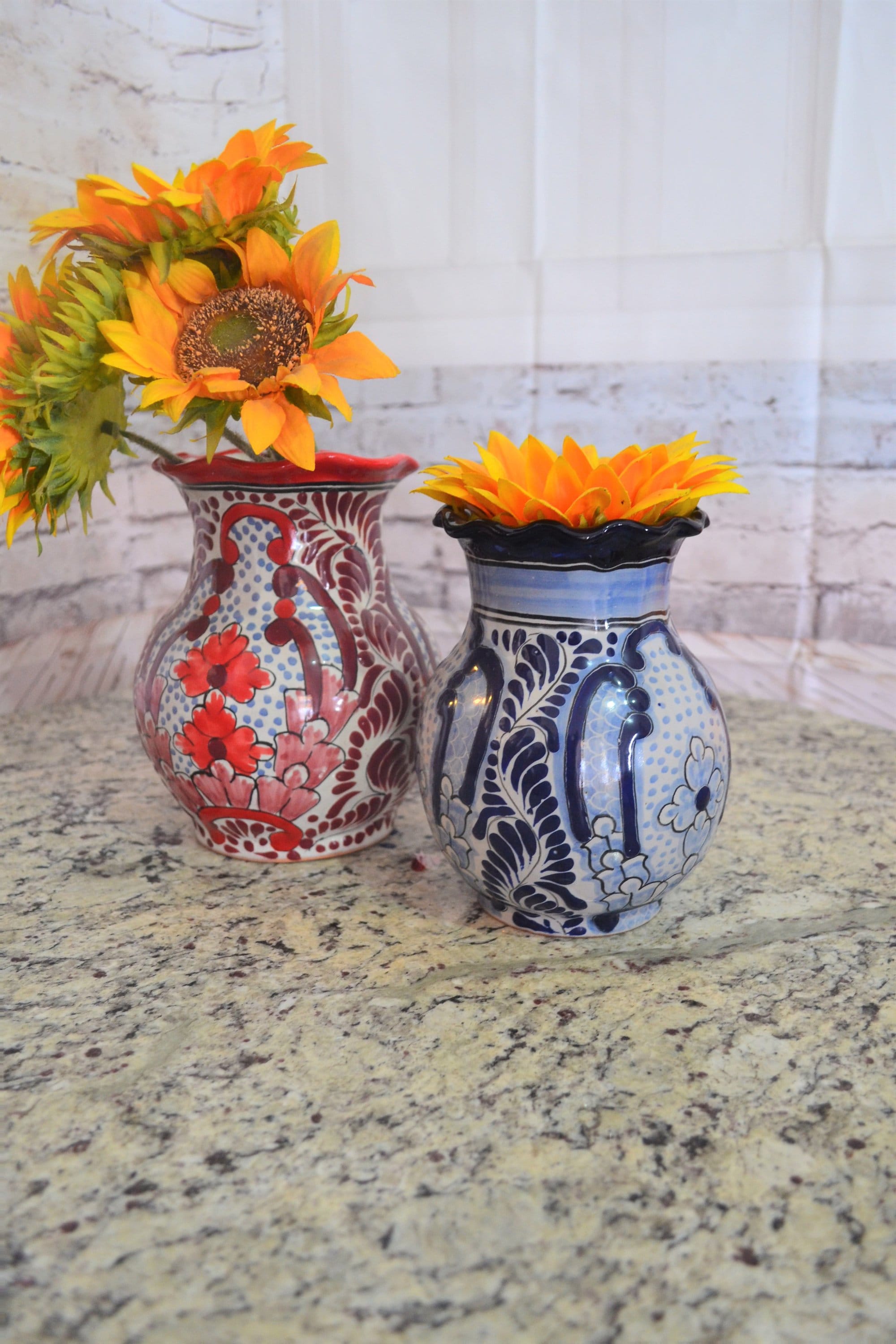 Set of 2 Modern Mexican Talavera Flower Vase. Ceramic Jar. CM227 - Etsy