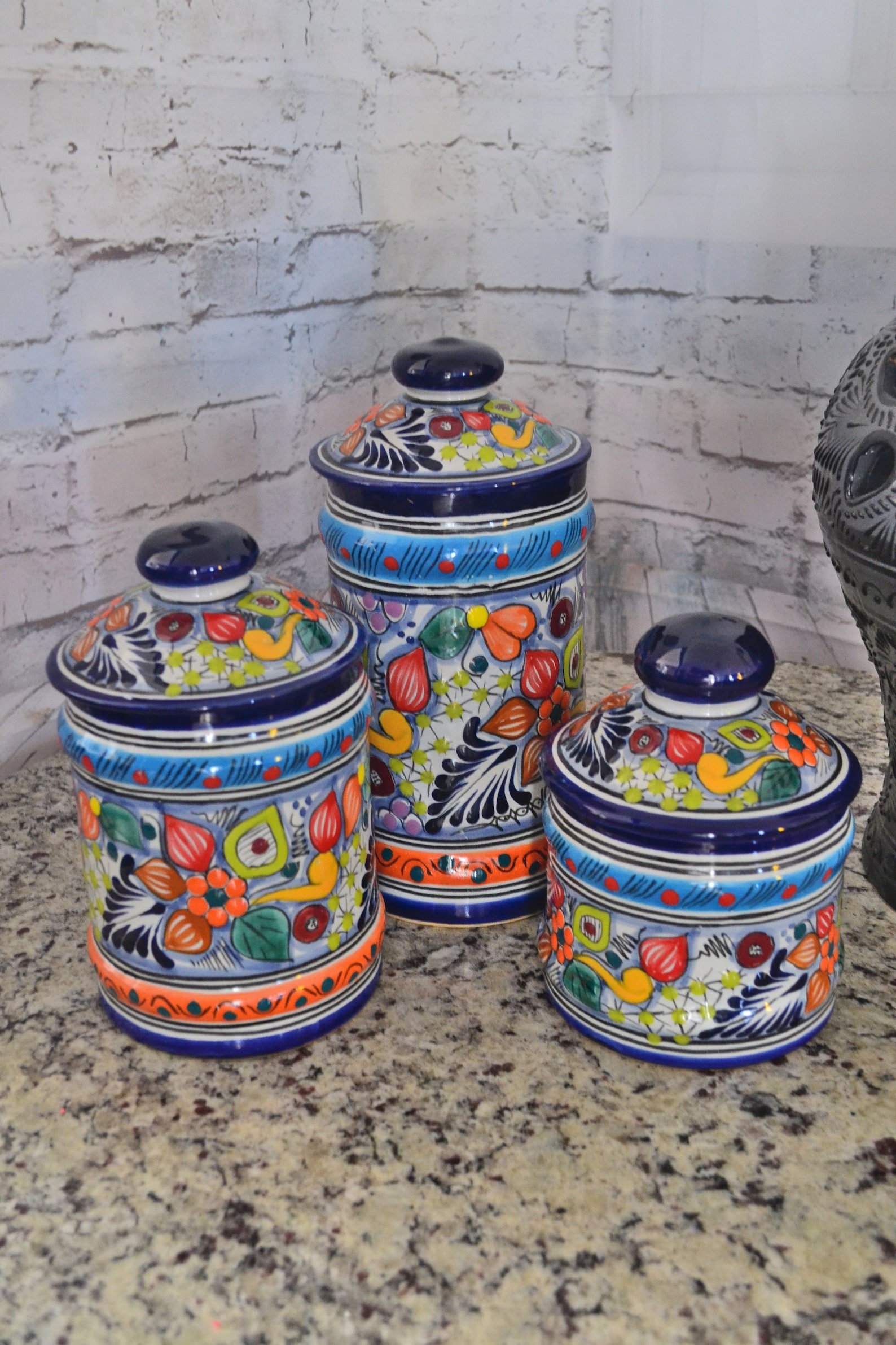 Set of 3 Mexican Canister, Talavera Canister, Kitchen Canister Set ...