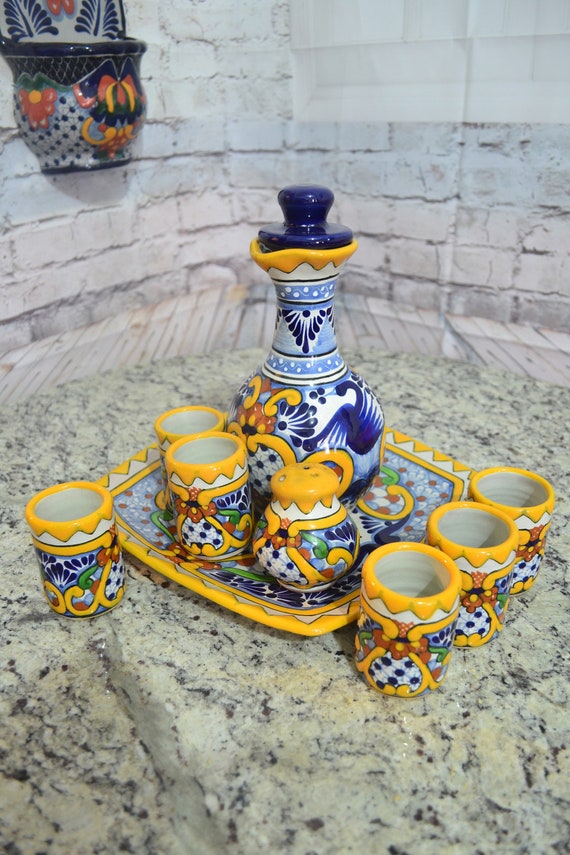 Talavera Tequila Talavera tequila set decantador de tequila | Etsy