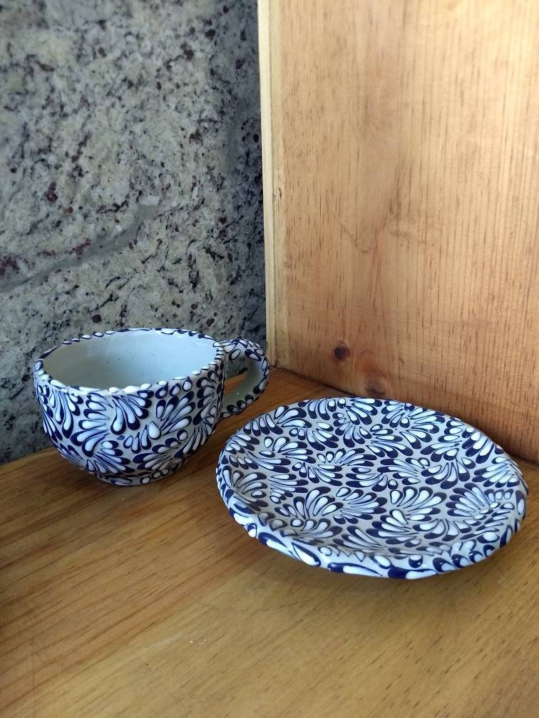 Talavera Coffee Cup and Saucer Set Mexican Coffee Mug - Etsy