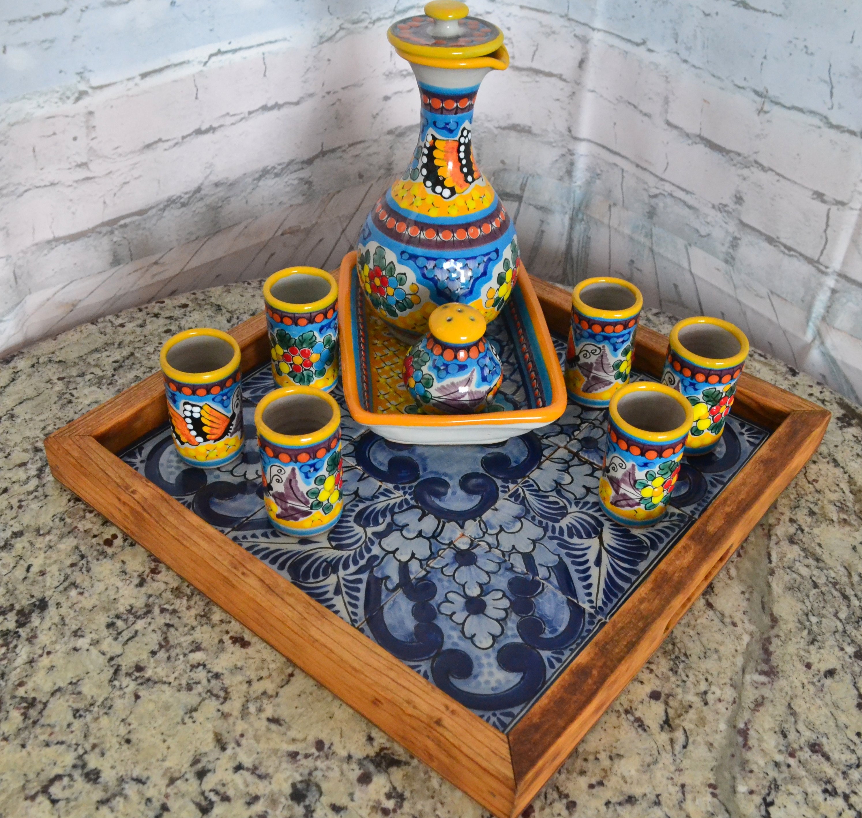 Talavera Tequila, Talavera Tequila Set With Ottoman Tray, Tequila ...