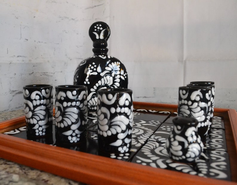 Talavera Tequila, Talavera Tequila Set With Ottoman Tray, Tequila ...