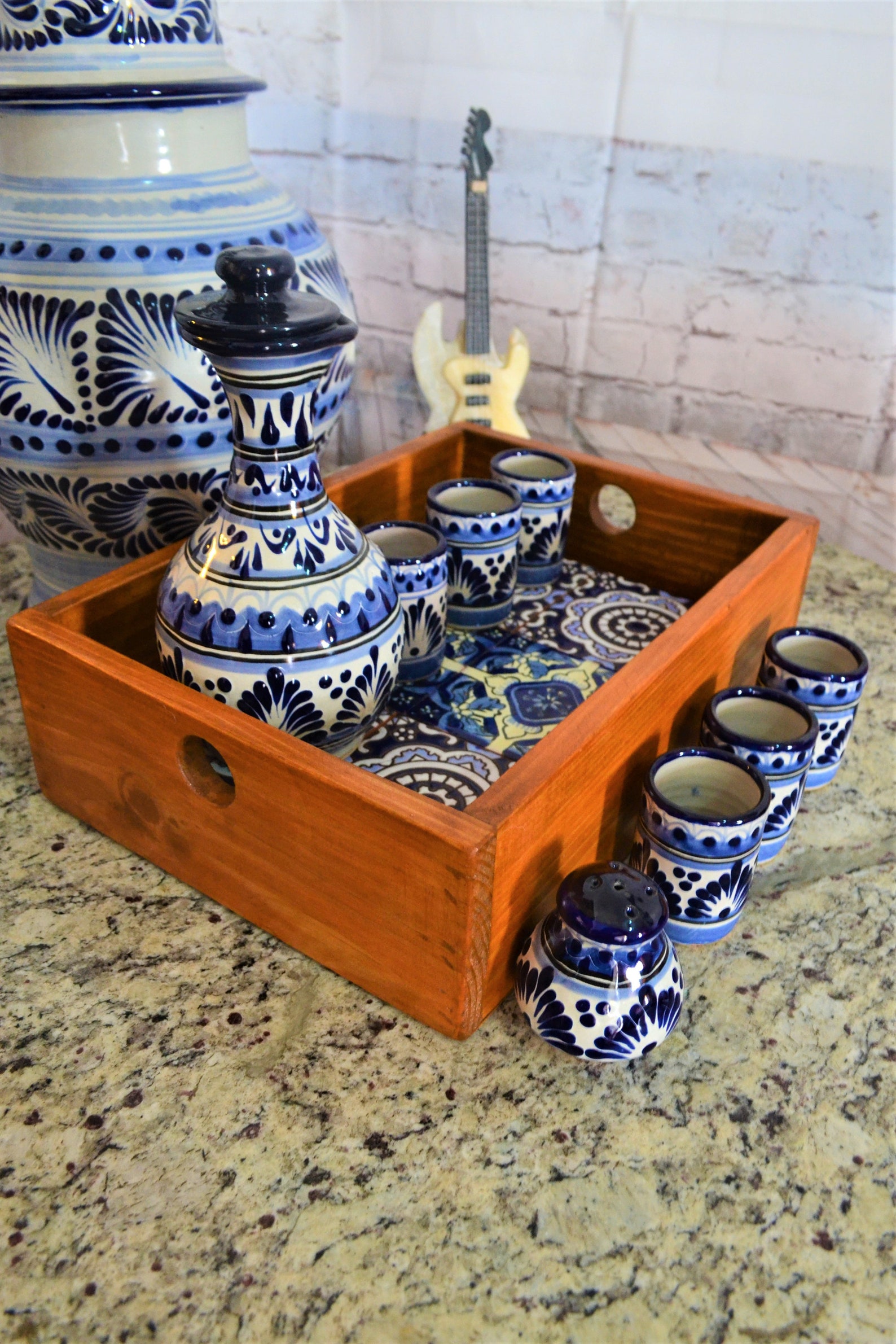 Wall Hanging Talavera Tequila Set, Box Gift, Ottoman Tray, Custom Shot ...