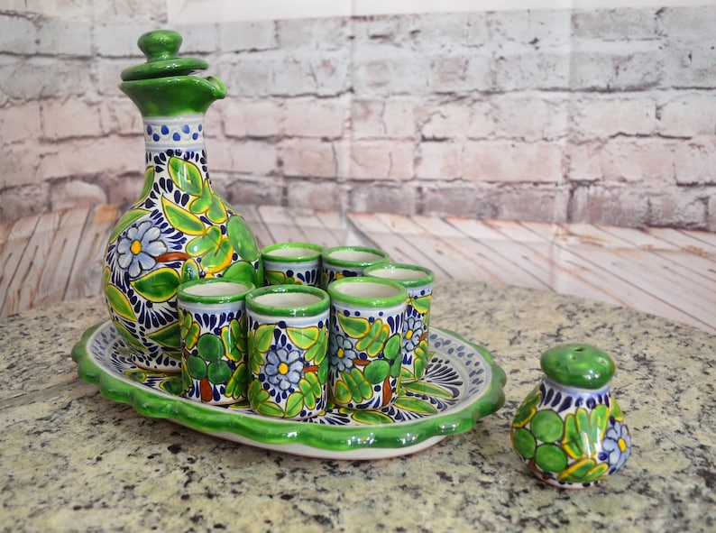 Talavera tequila set tequila decanter liqour decanter custom | Etsy