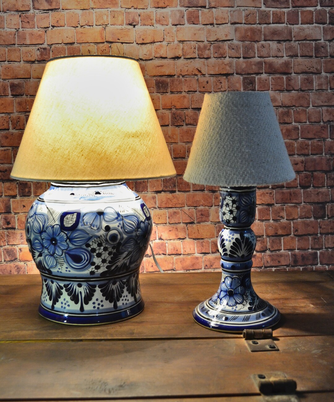 Bedside Lamp, Beautiful Set of 2 Ceramic Table Lamp, Mexican Decoration ...
