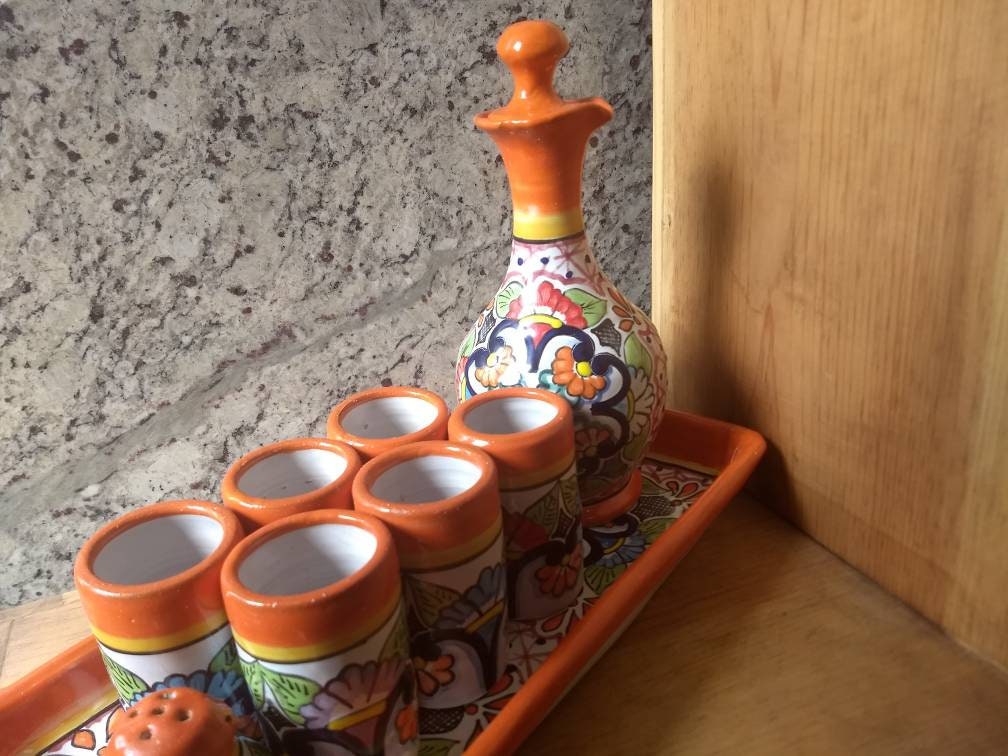 Talavera tequila set tequila decanter liqour decanter custom | Etsy
