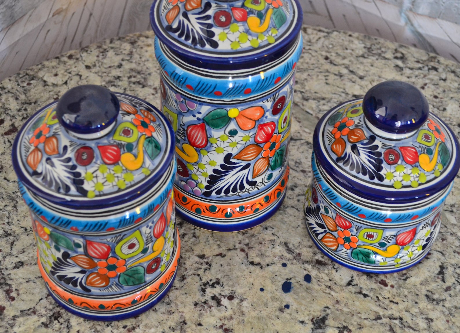 Set of 3 Mexican Canister, Talavera Canister, Kitchen Canister Set ...