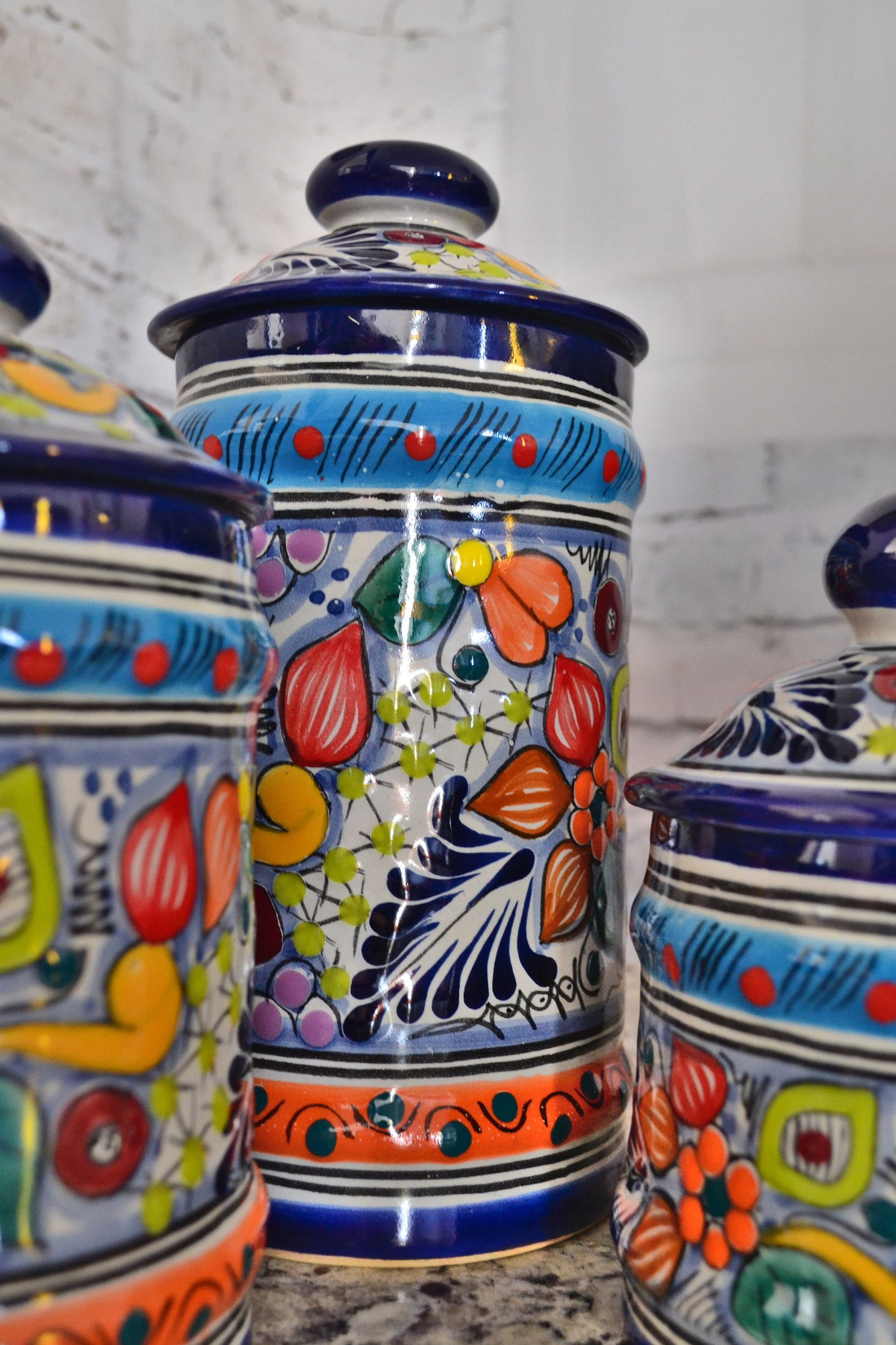 Set of 3 Mexican Canister, Talavera Canister, Kitchen Canister Set ...