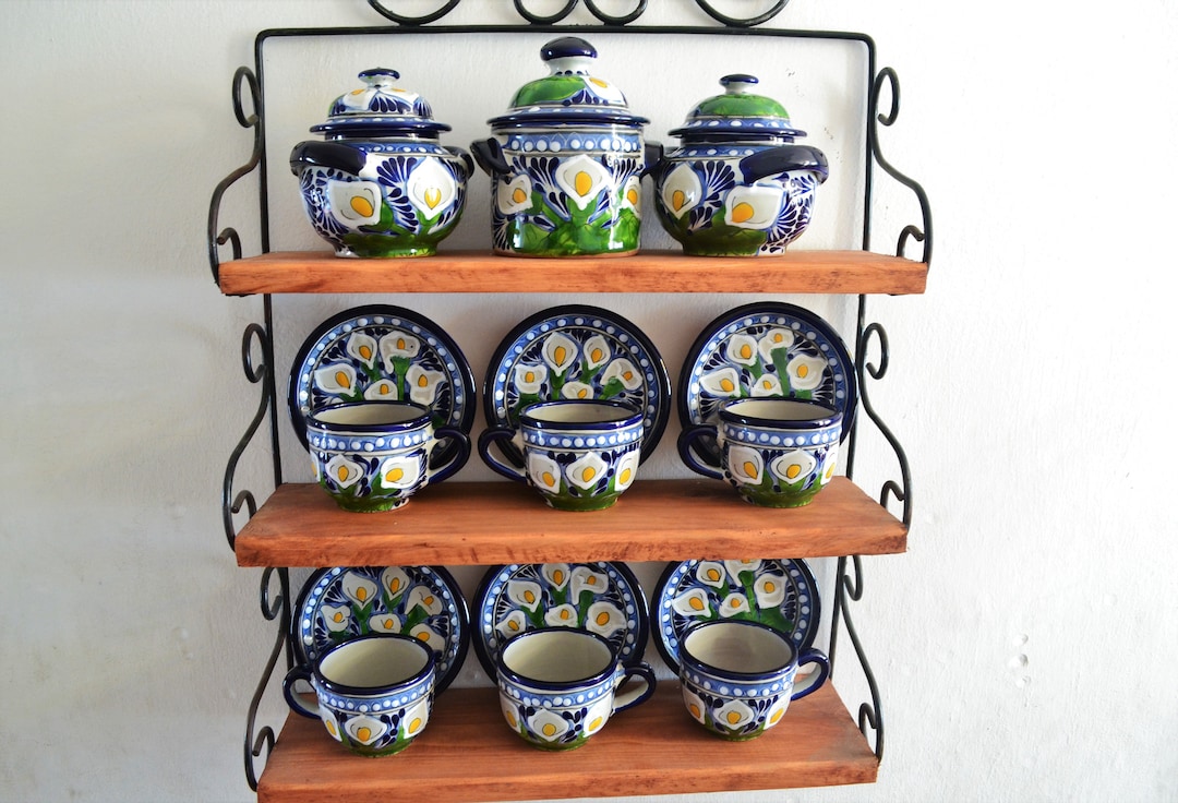 Mexican Talavera Coffee Set, Mexican Pottery, Talavera Cookie Jar ...