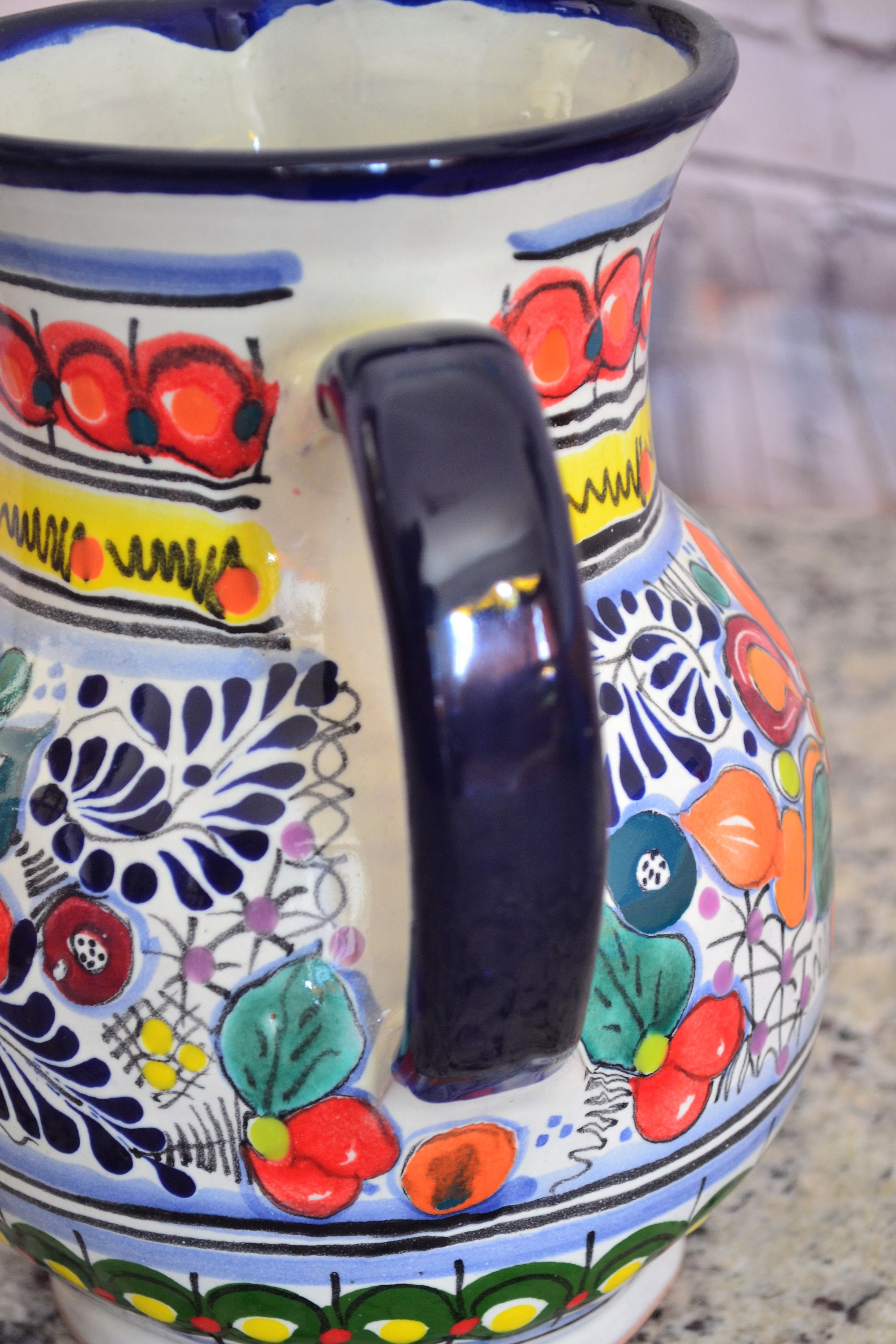 10 Tall Modern Mexican Talavera Pitcher / Flower Vase. | Etsy