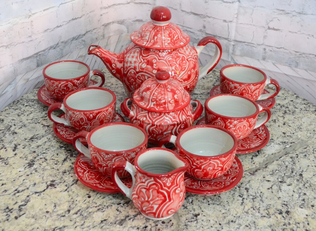 Mexican Talavera Coffee Set, Mexican Pottery, Tea Pitcher, Mexican ...