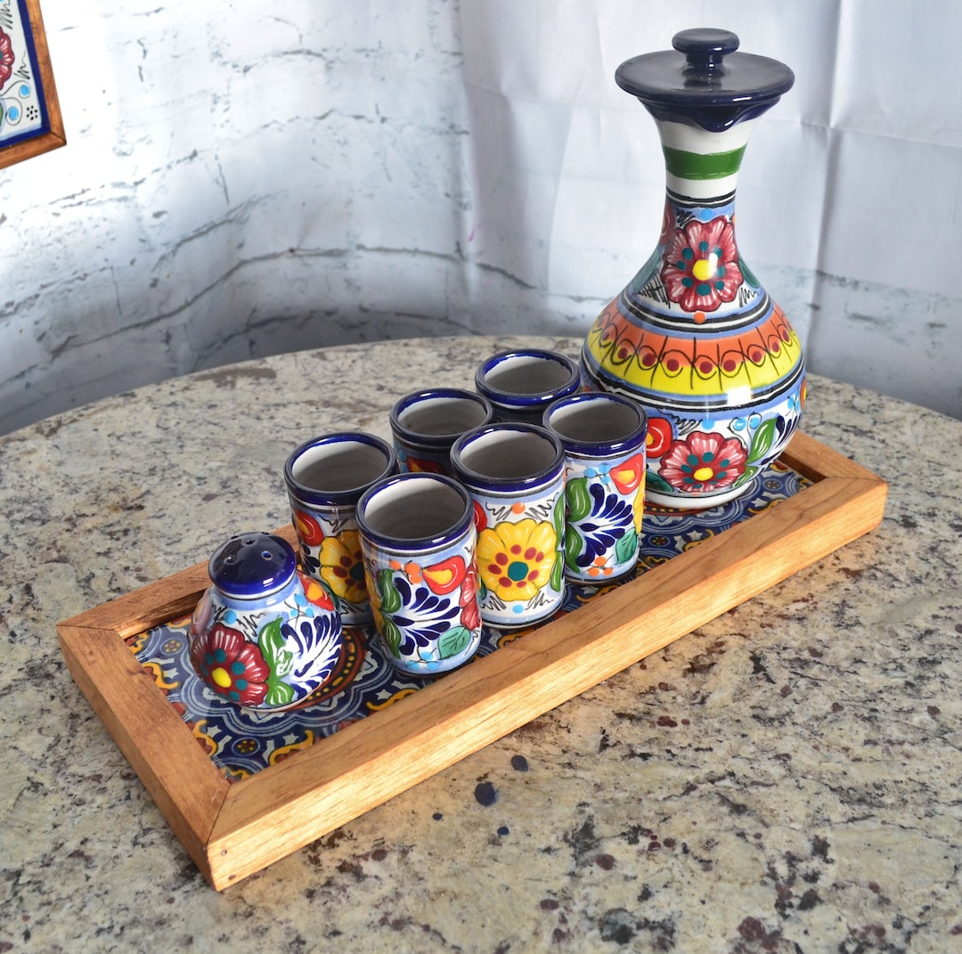Talavera Tequila, Talavera Tequila Set With Ottoman Tray, Tequila ...