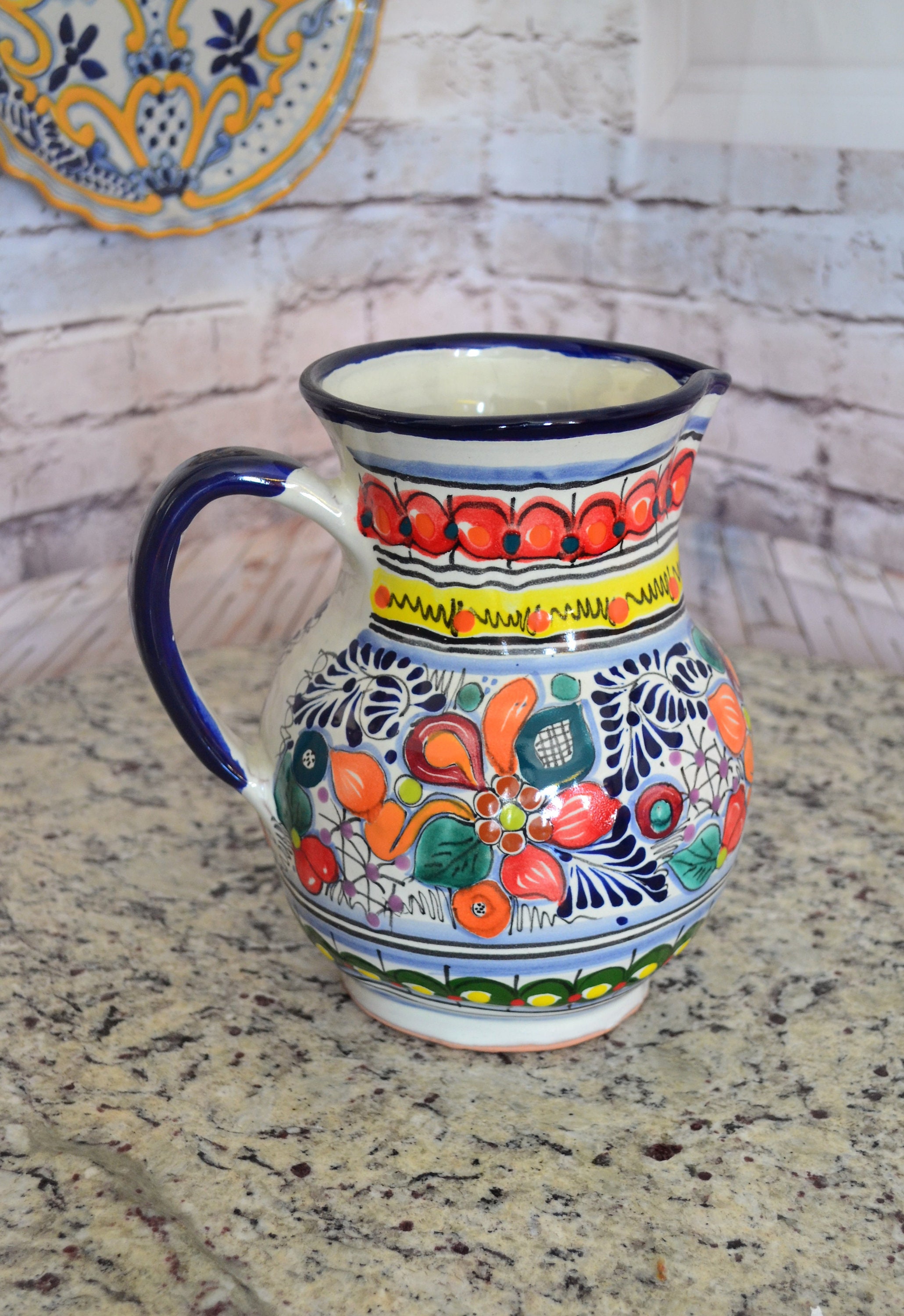 10 Tall Modern mexican talavera pitcher / flower vase. | Etsy