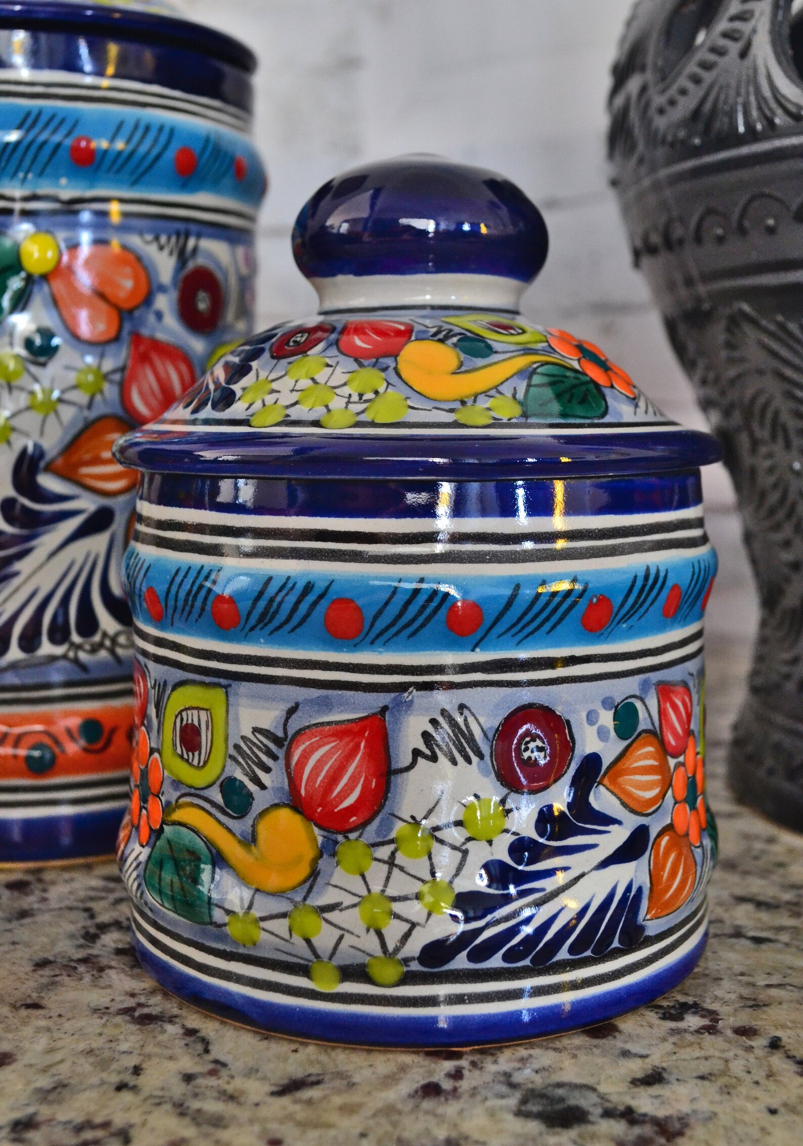 Set of 3 Mexican Canister, Talavera Canister, Kitchen Canister Set ...