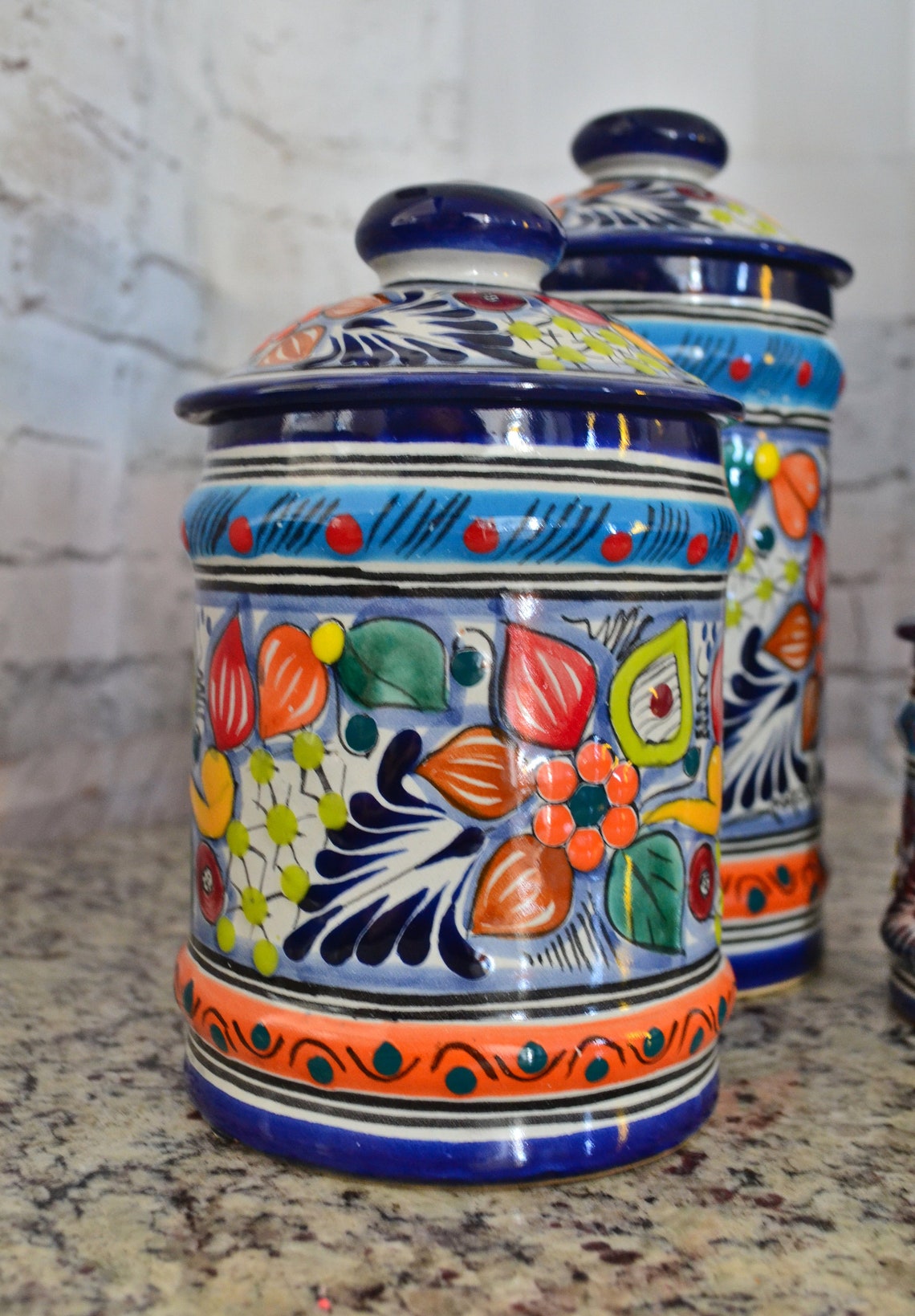 Set of 3 Mexican Canister, Talavera Canister, Kitchen Canister Set ...