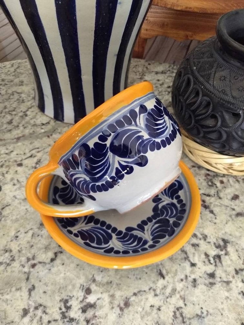 Talavera Coffee Cup and Saucer Set Mexican Coffee Mug - Etsy