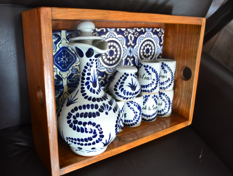 Wall Hanging Talavera Tequila Set, Box Gift, Ottoman Tray, Custom Shot ...
