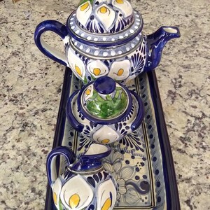 Talavera Tea/expresso Set, Teapot Sugar Container and Creamer Majolic ...
