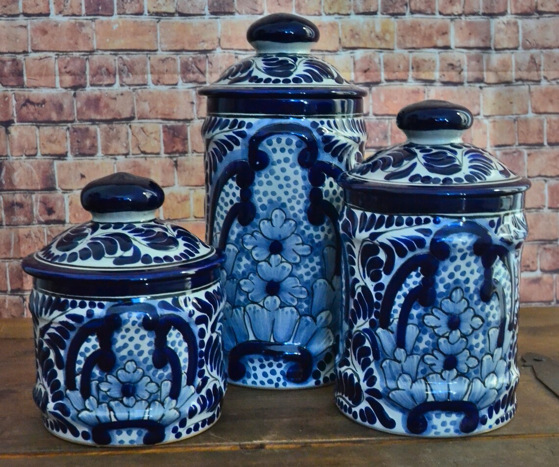 Set of 3 Mexican Canister, Talavera Canister, Kitchen Canister Set ...