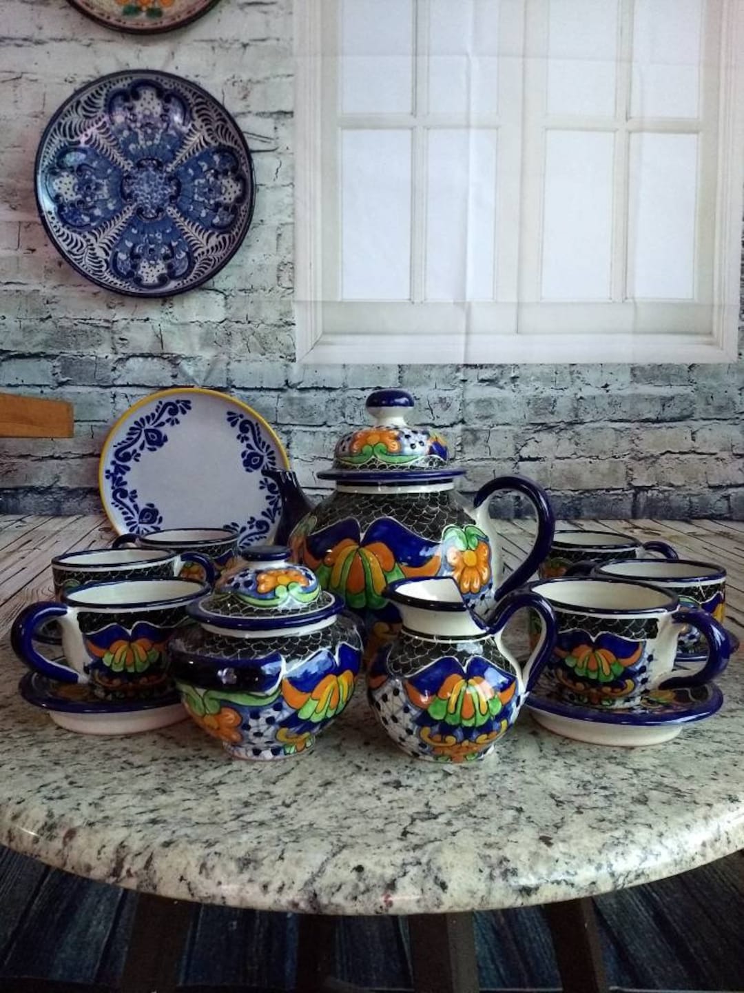 Mexican Talavera Coffee Set, Mexican Pottery, Tea Pitcher, Mexican ...