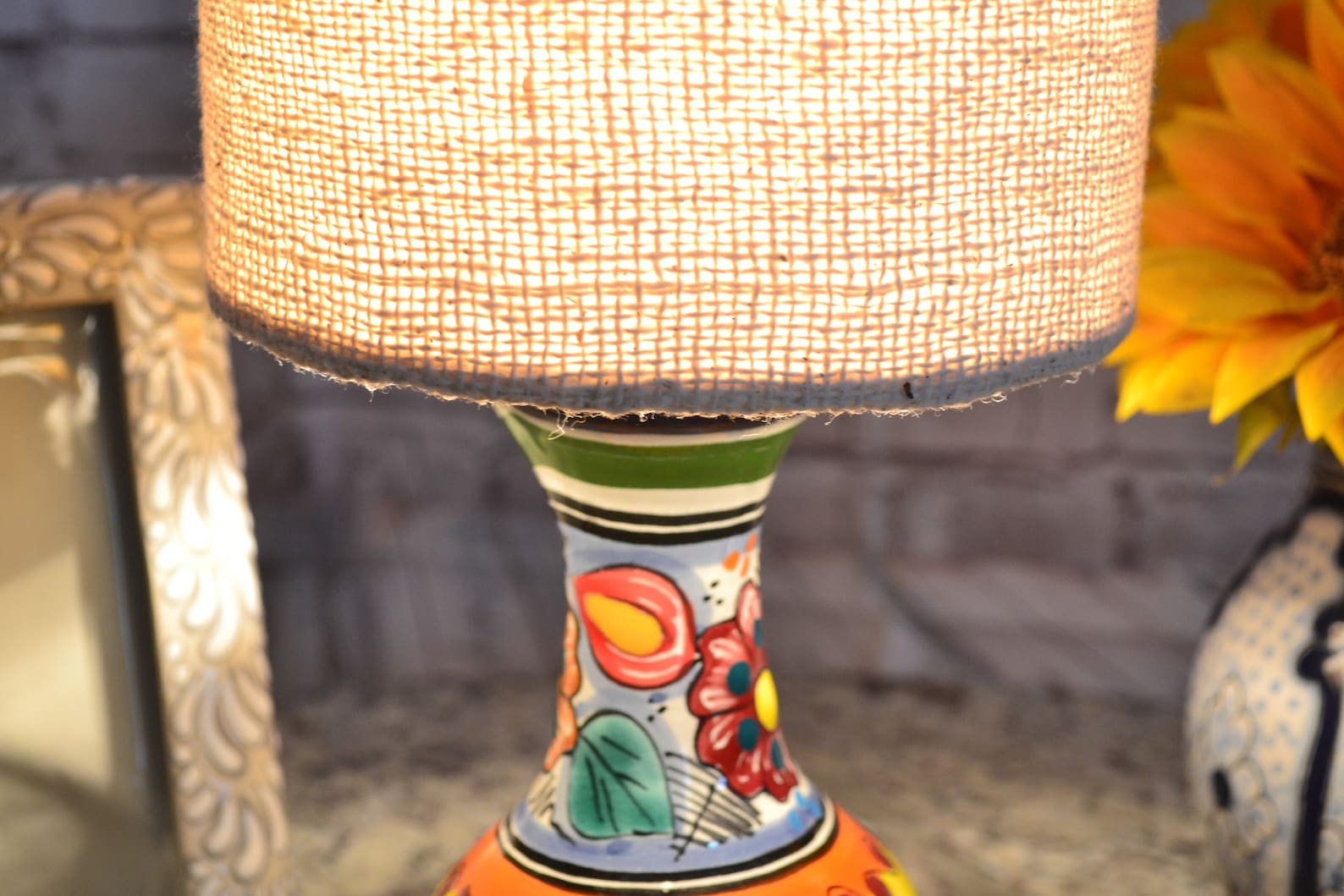 Bedside Lamp, Set of 2 Beautiful Ceramic Table Lamp, Mexican Decoration ...