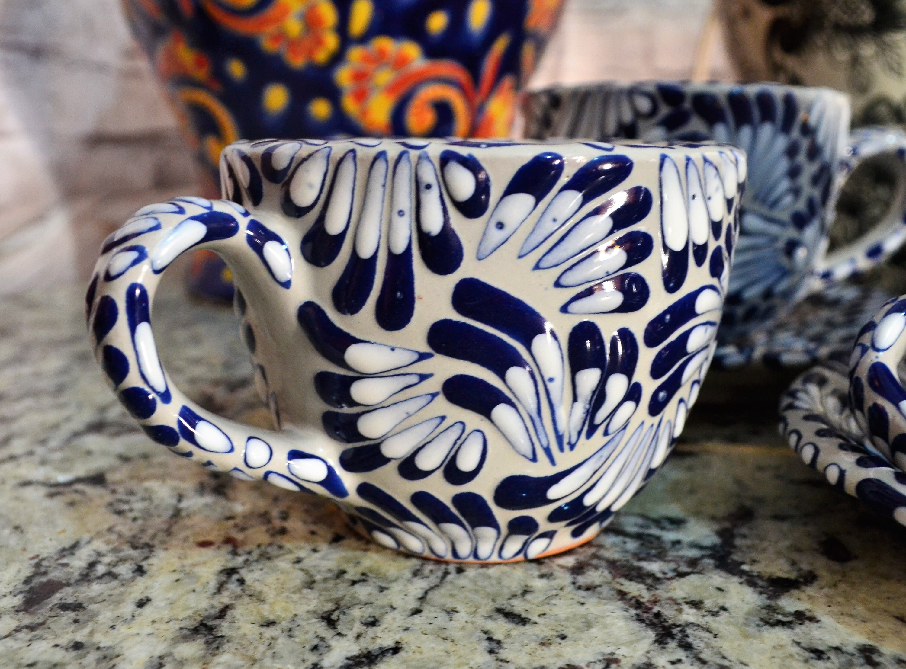 Set of Talavera Coffee Cups and Saucers Set, Mexican Coffee Mug ...