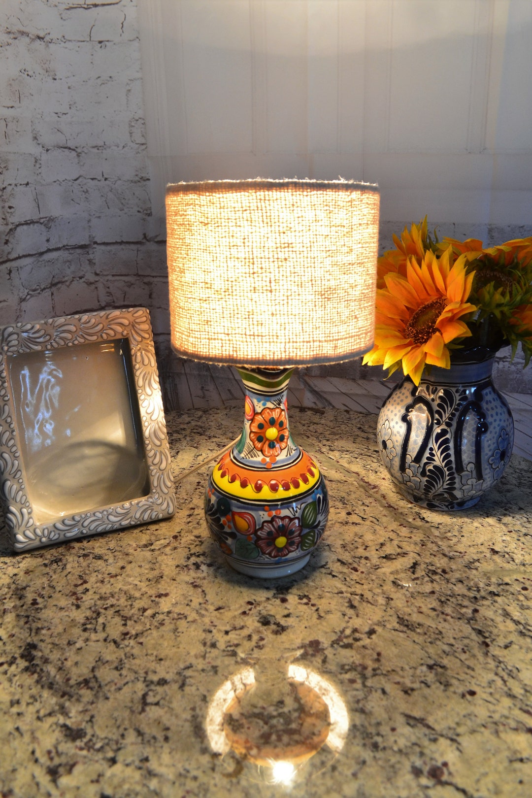 Bedside Lamp, Set of 2 Beautiful Ceramic Table Lamp, Mexican Decoration ...