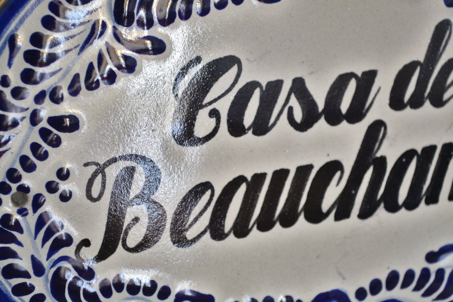 13" Personalized Talavera Tile House Sign, Carved Wood, Double Side ...