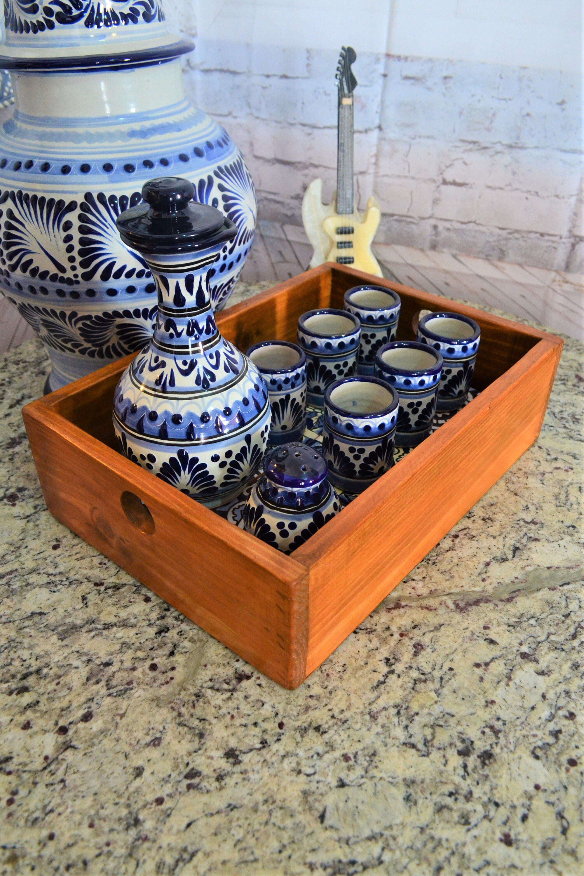 Wall hanging Talavera tequila set box gift ottoman tray | Etsy