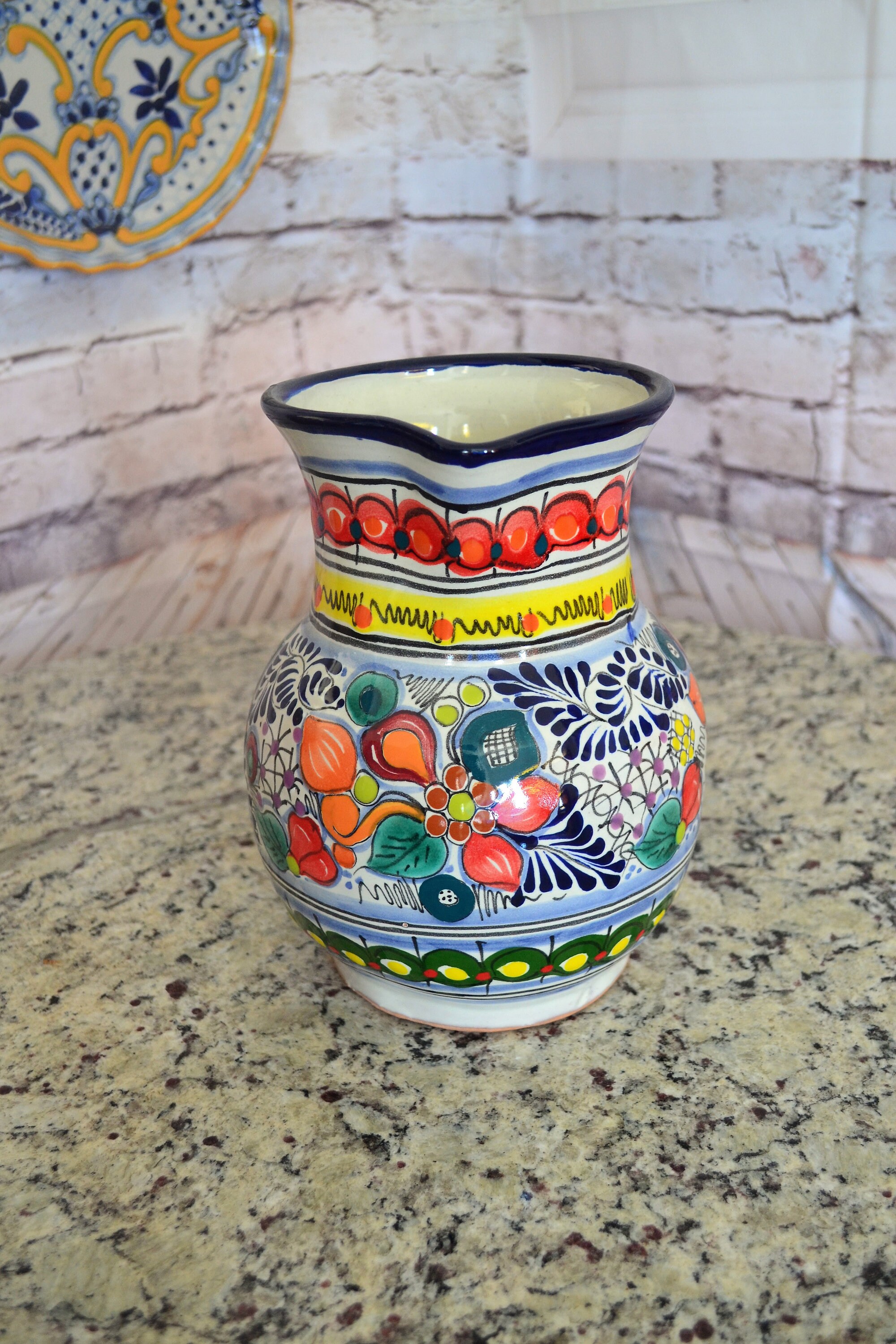 10 Tall Modern Mexican Talavera Pitcher / Flower Vase. | Etsy