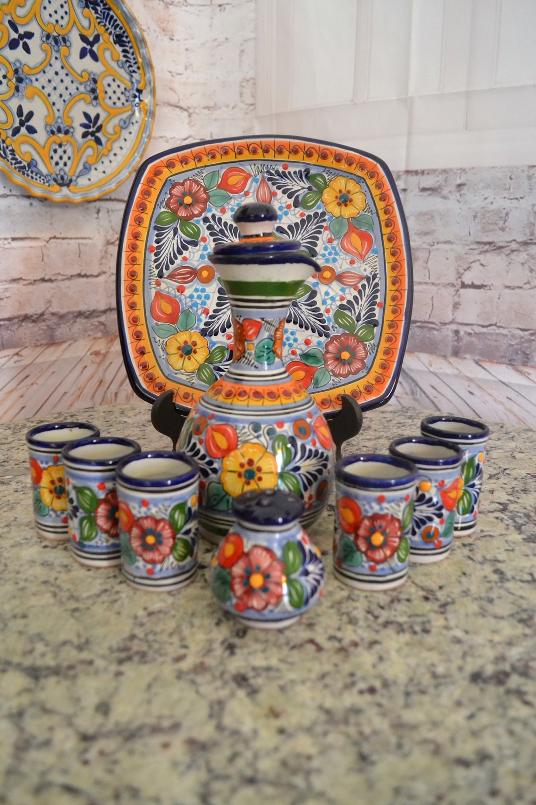 Talavera Tequila Set, Tequila Decanter, Decanter Set, Custom Shot ...