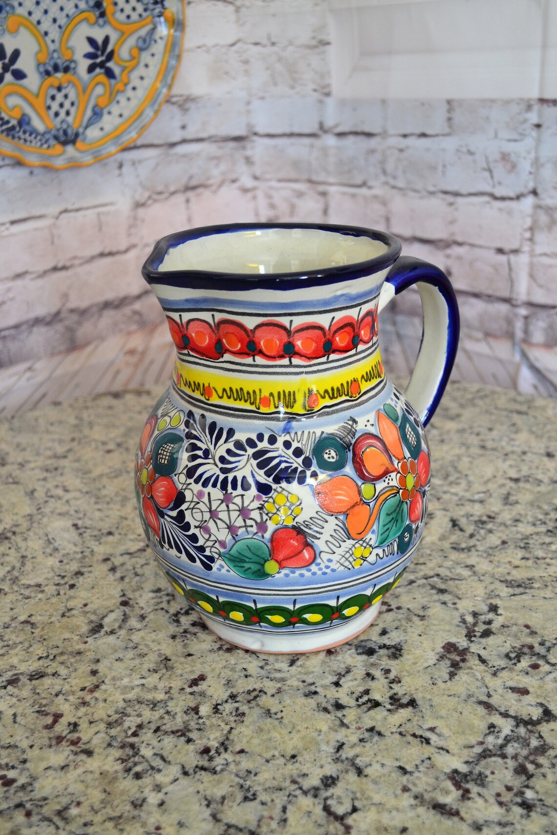 10 Tall Modern mexican talavera pitcher / flower vase. | Etsy