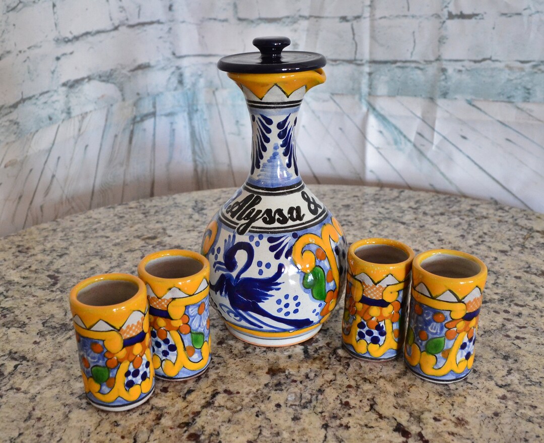 Talavera Tequila Set, Tequila Decanter, Liqour Decanter Custom Shot ...